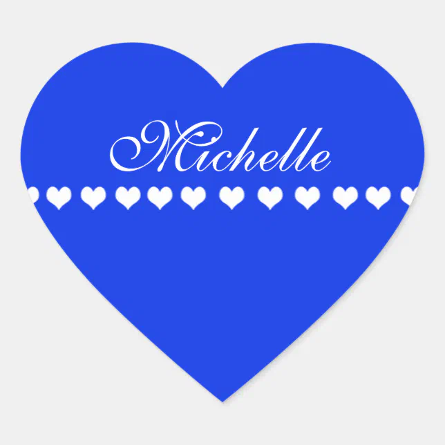 Elegant Monogram White Hearts Royal Blue Heart Sticker | Zazzle