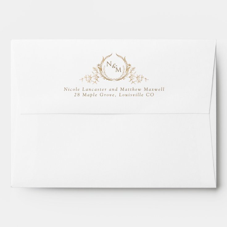 Elegant Monogram, White (or Other) Wedding Envelope | Zazzle