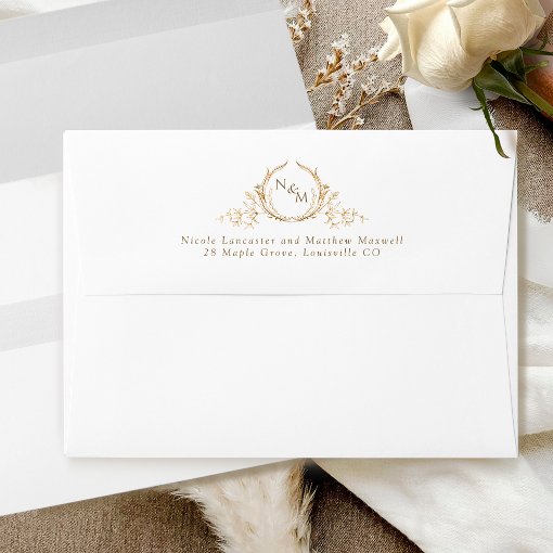 Elegant Monogram, White (or Other) Wedding Envelope | Zazzle