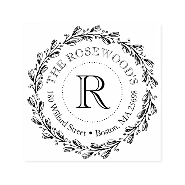 Elegant Monogram with Name and Address Self-inking Stamp | Zazzle