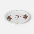 Elegant Monogrammed Burgundy Roses Paper Plate | Zazzle