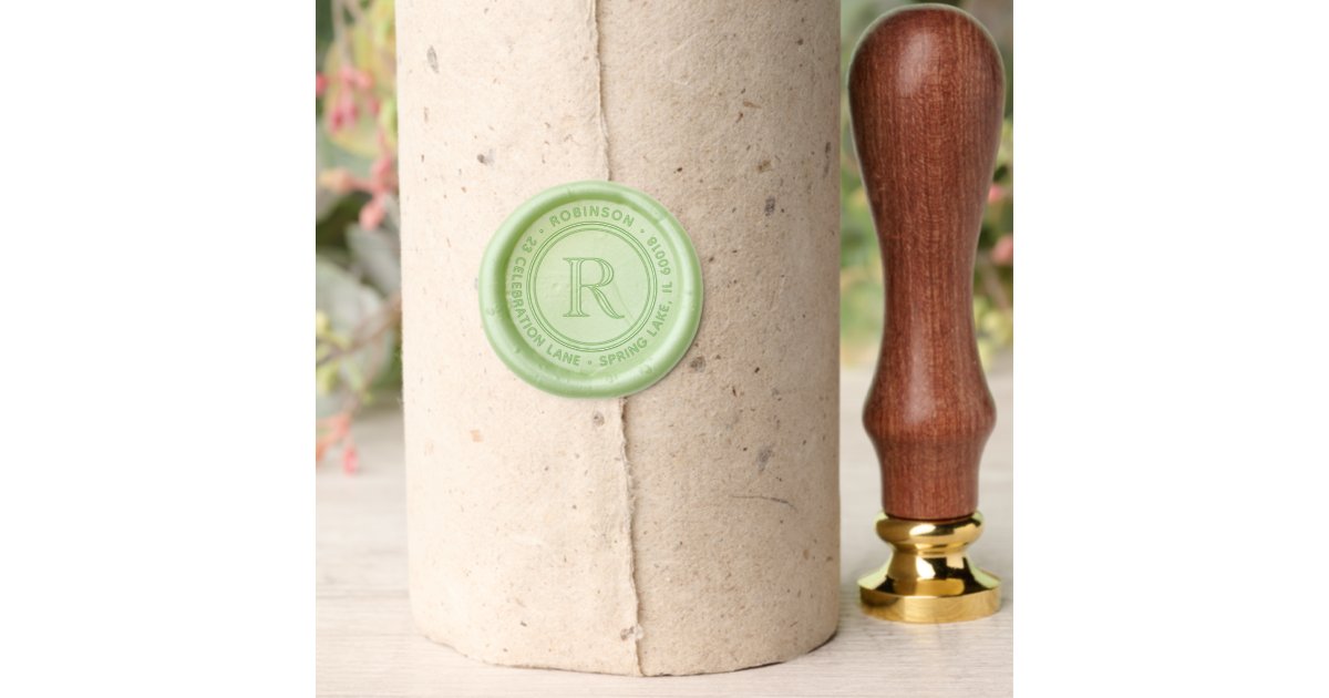 Elegant Monogrammed Initial Round Return Address Wax Seal Stamp | Zazzle