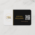 Elegant Monogrammed Name, Signature / QR Code Business Card | Zazzle