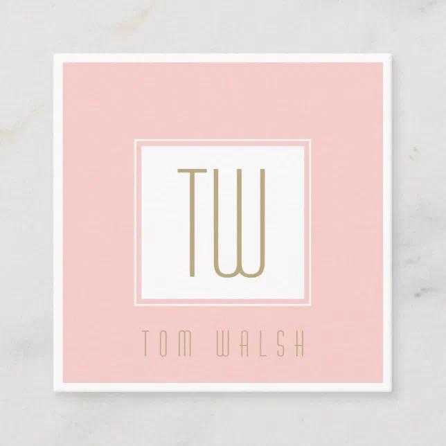 Elegant Monogrammed Pink Gold Card | Zazzle