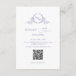Elegant Monogrammed Purple RSVP Online, QR Code Enclosure Card | Zazzle