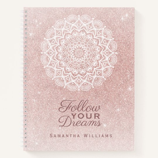 Elegant Monogrammed Rose Gold Glitter Girly Notebook | Zazzle.com