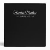 Elegant Monogrammed Script Name Recipe Black 3 Ring Binder | Zazzle