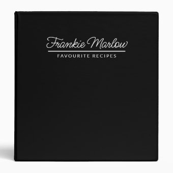 Elegant Monogrammed Script Name Recipe Black 3 Ring Binder | Zazzle