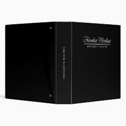 Elegant Monogrammed Script Name Recipe Black 3 Ring Binder | Zazzle