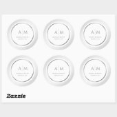 Elegant Monogrammed Silver Wedding Round Stickers | Zazzle