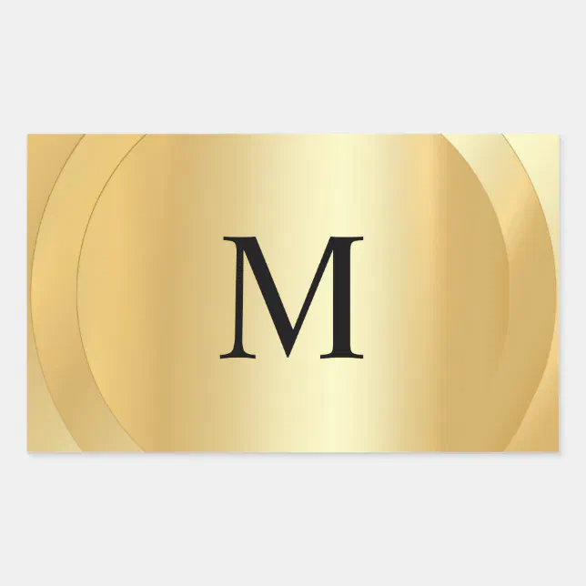 Elegant Monogrammed Template Custom Faux Gold Rectangular Sticker | Zazzle