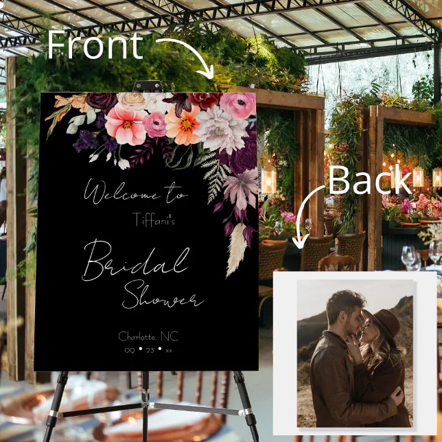 Elegant Moody Bridal Shower Welcome Sign & Photo | Zazzle