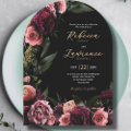 Elegant Moody flowers black arch wedding Invitation | Zazzle