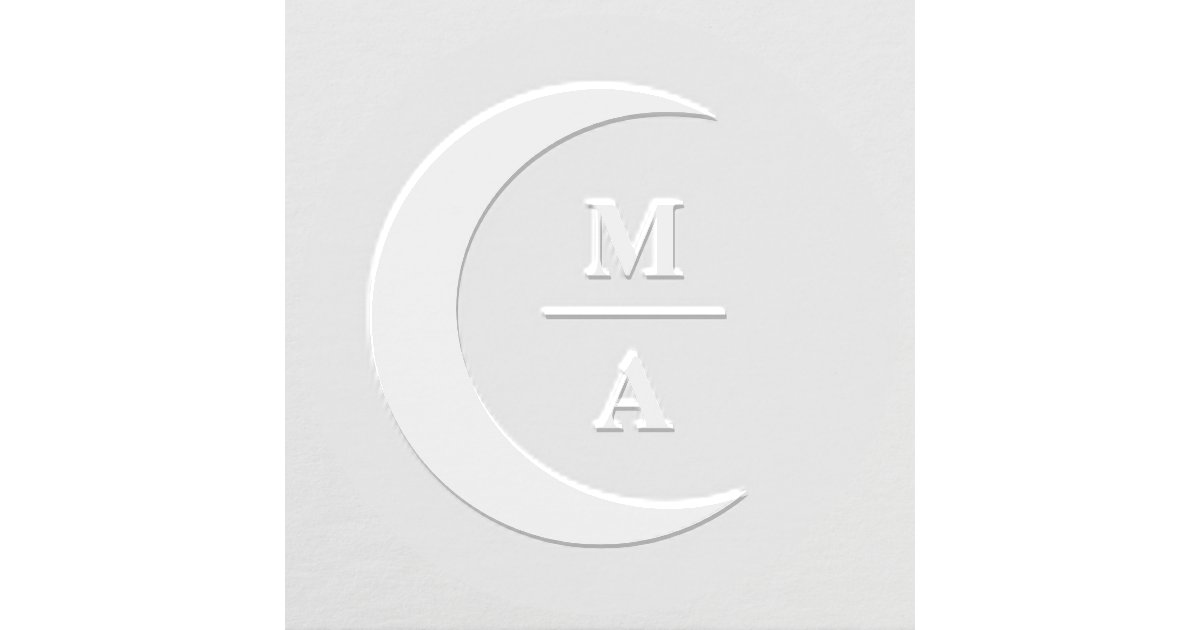 Elegant Moon and Initials Embosser | Zazzle