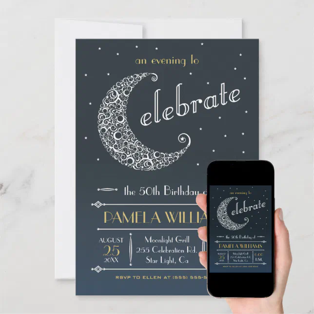 Elegant Moon Celebration Invitation II | Zazzle