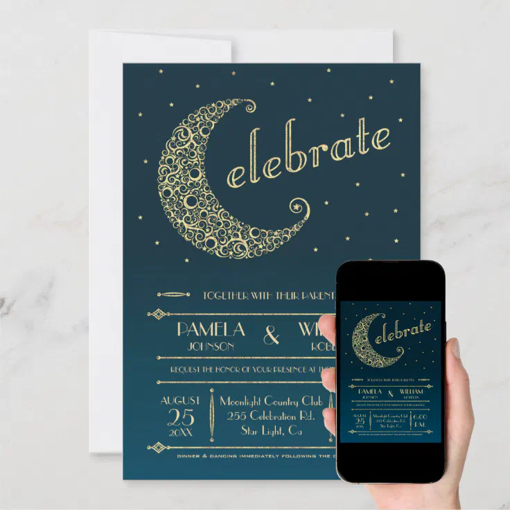 Elegant Moon Wedding Invitation | Zazzle