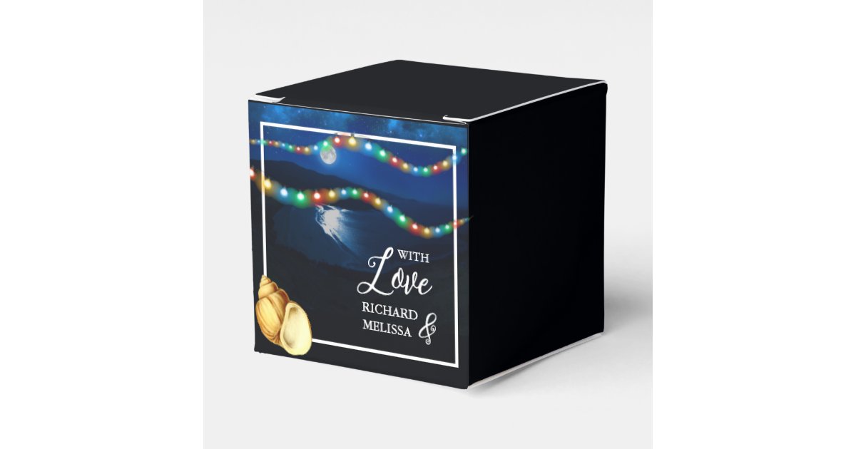 Elegant Moonlit Beach Wedding Favor Boxes | Zazzle