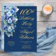 Elegant Morning Glory Blue Floral 100th Birthday Foil Invitation | Zazzle