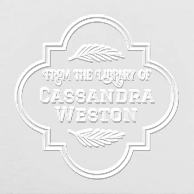 Elegant Moroccan Quatrefoil Frame Library Book Nm Embosser | Zazzle