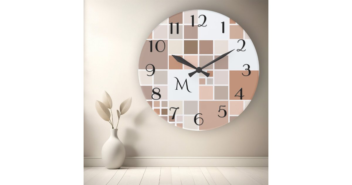 Elegant Mosaic Monogram Wall Clock | Zazzle