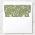 Elegant Moss Green Line Art Floral Wedding Envelope Liner | Zazzle