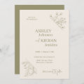 Elegant moss green wedding invitation | Zazzle
