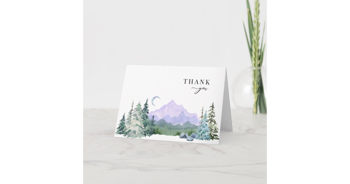 Elegant Mountains Calligraphy Photo Thank You Card | Zazzle