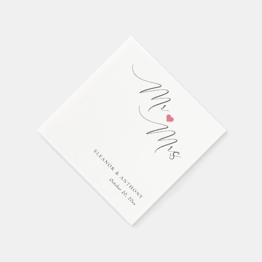 Elegant Mr and Mrs Script | Personalized Wedding Napkins | Zazzle