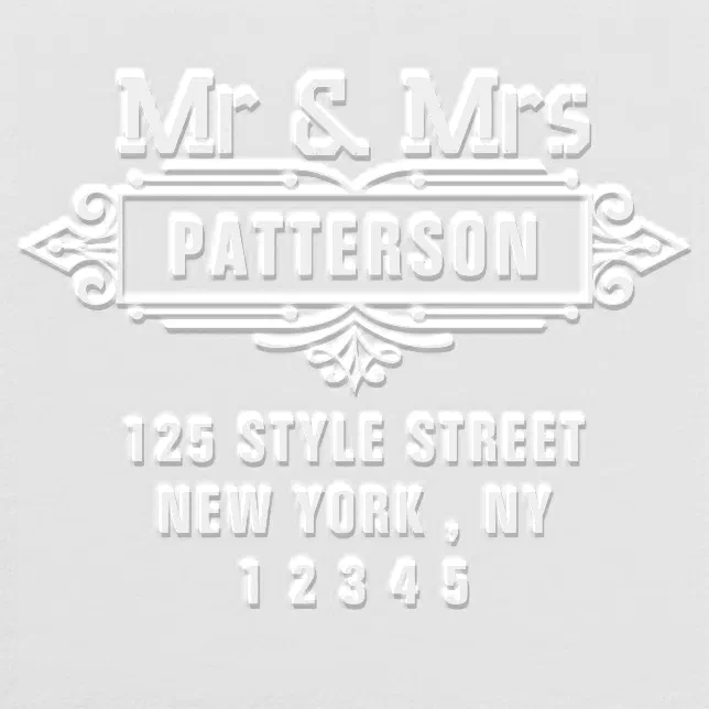 Elegant Mr & Mrs Personalized Name Return Address Embosser | Zazzle
