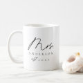 Elegant Mrs Newlywed Custom Black Script Coffee Mug | Zazzle