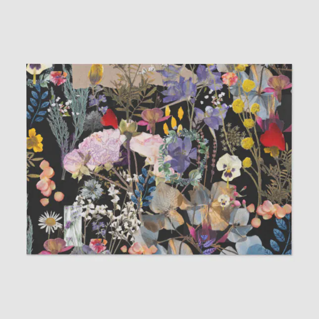 Elegant multi color wildflower Collage Tissue Paper | Zazzle