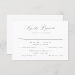 Elegant Multi Event Wedding Rehearsal RSVP Card | Zazzle