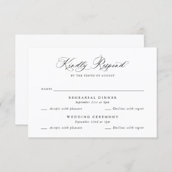 Elegant Multi Event Wedding Rehearsal RSVP Card | Zazzle