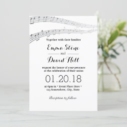 Elegant Music Notes Musical Wedding Invitation | Zazzle