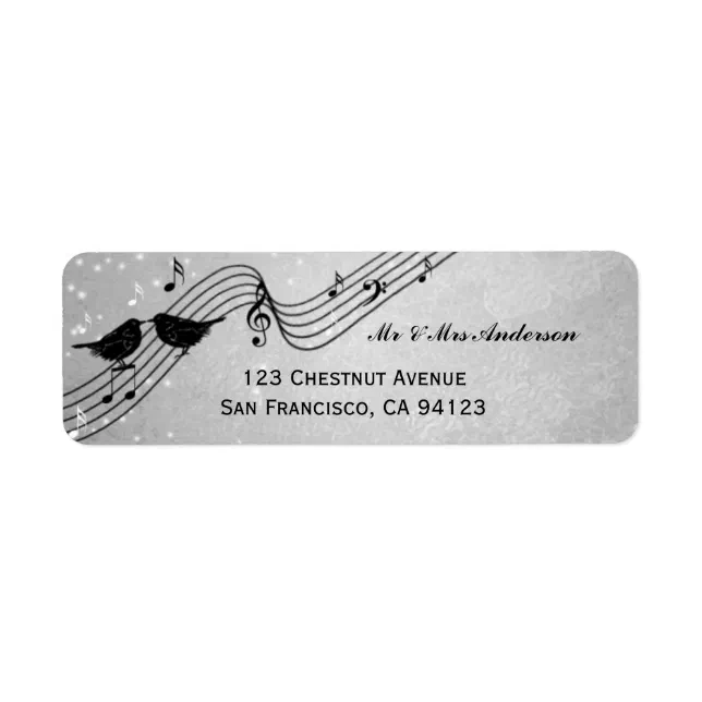 Elegant Music Theme Wedding Return Address Label | Zazzle