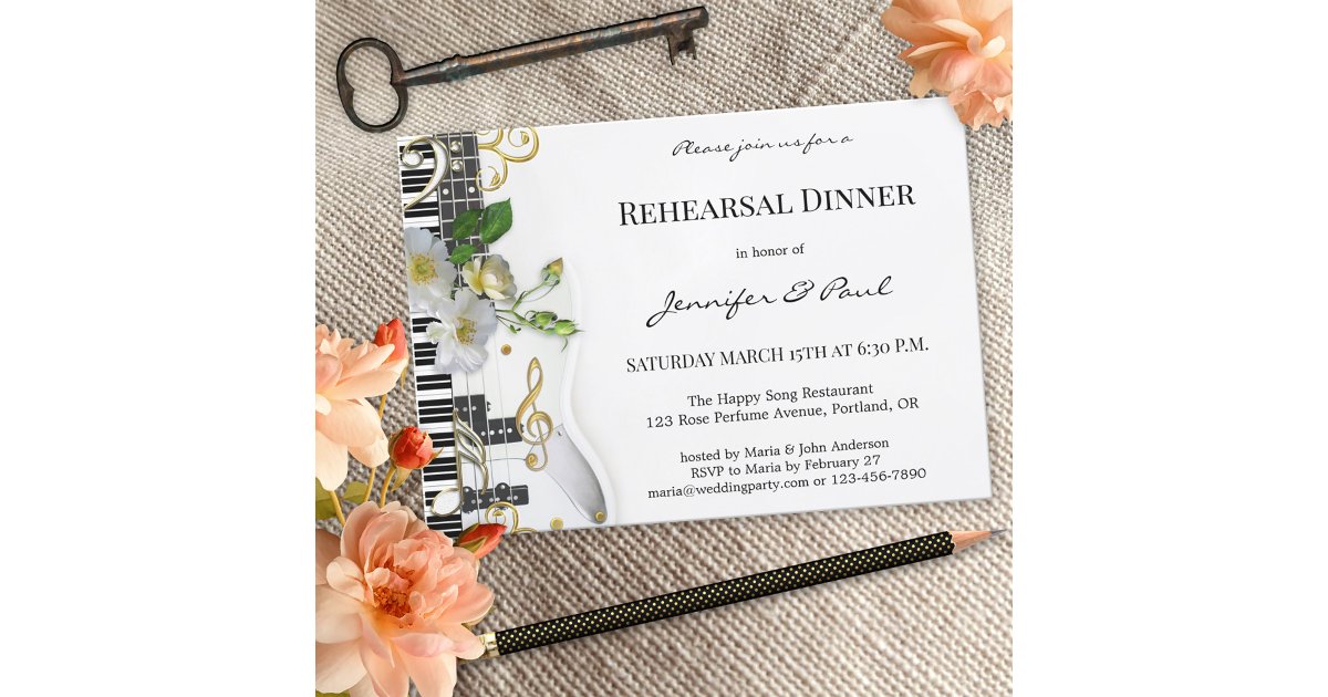 Elegant Music Themed Rehearsal Dinner Invitation | Zazzle