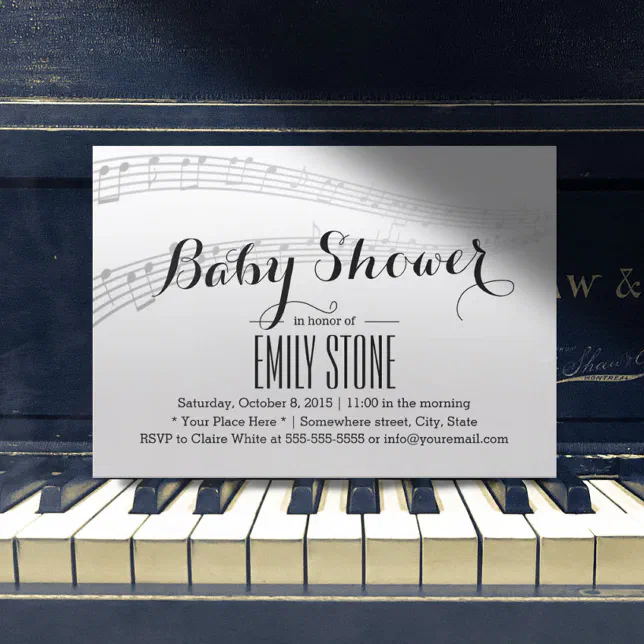 Elegant Musical Baby Shower Invitation | Zazzle