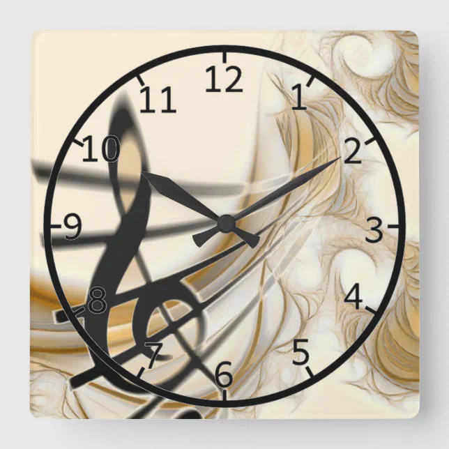 Elegant Musical Note Square Wall Clock | Zazzle
