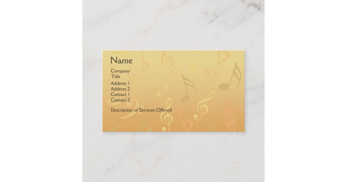 Elegant Musical Notes Business Cards - Gold Music | Zazzle
