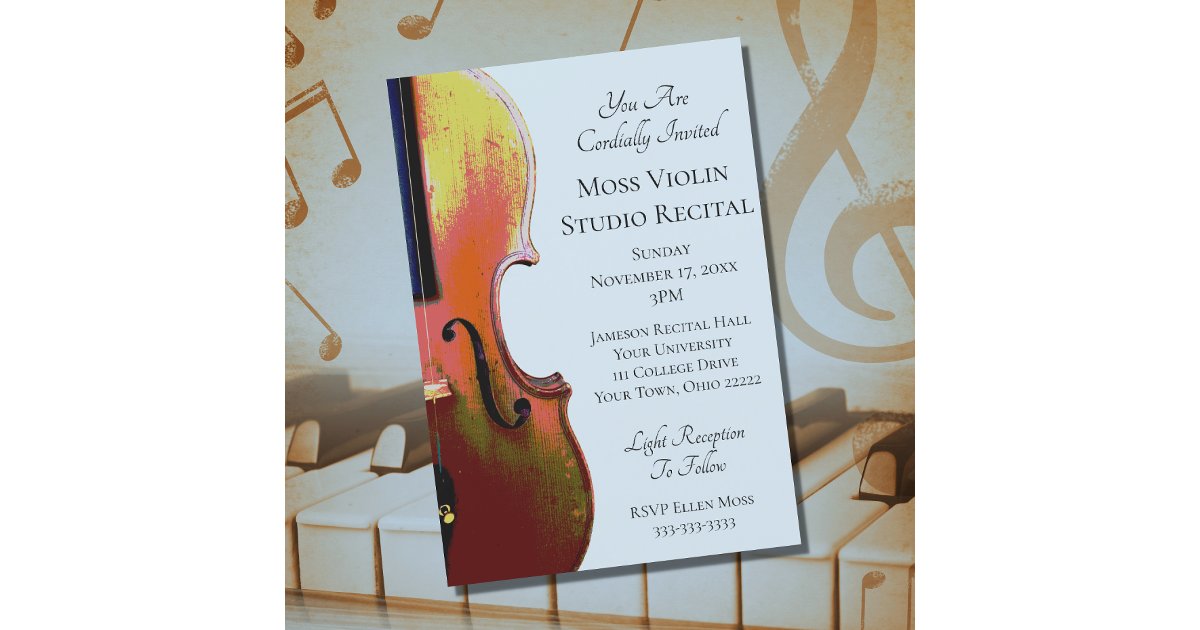 Elegant Musical Violin Recital Invitation | Zazzle