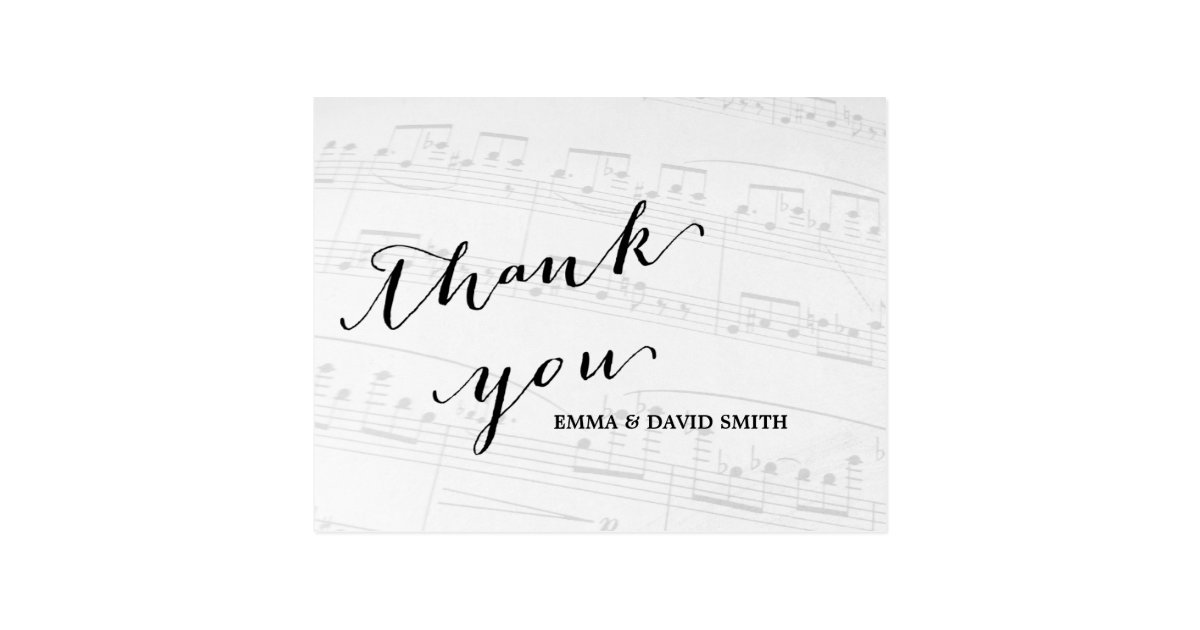 Elegant Musical Wedding Thank You Postcard | Zazzle.com