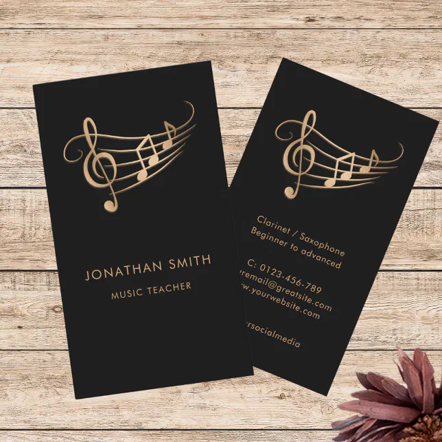 Elegant Musician Gold Music Notes Business Card | Zazzle
