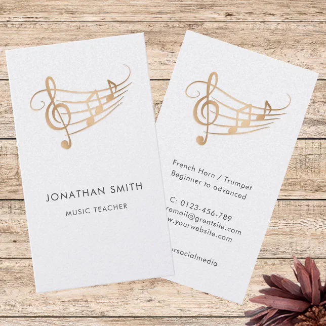 Elegant Musician Gold Music Notes Business Card | Zazzle