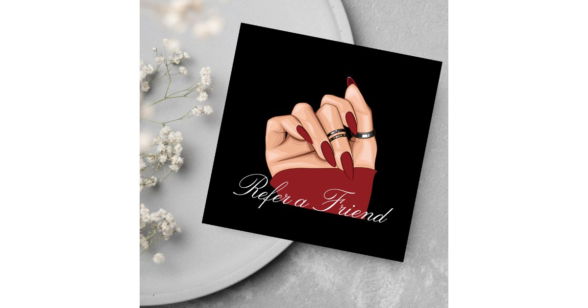 Elegant Nail Artist Beauty Salon Referral Card | Zazzle
