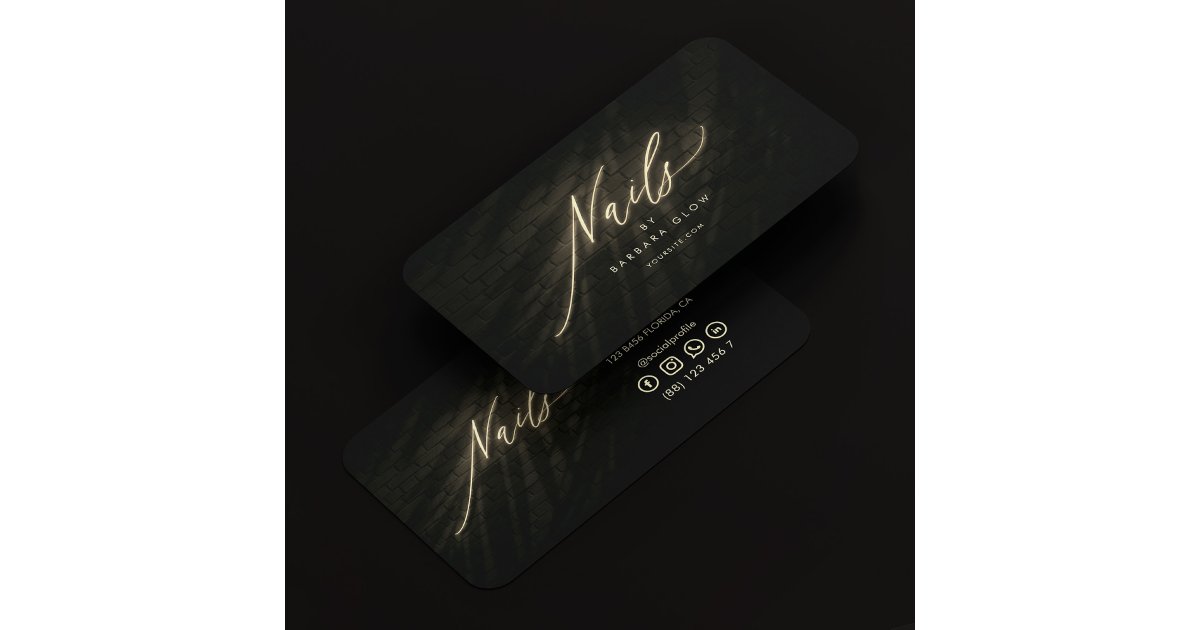 Elegant Nail Tech Script Manicurist Black Gold Business Card | Zazzle