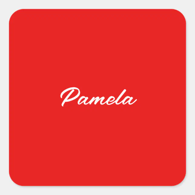 Elegant Name Minimalist Classical Warm Red Square Sticker | Zazzle