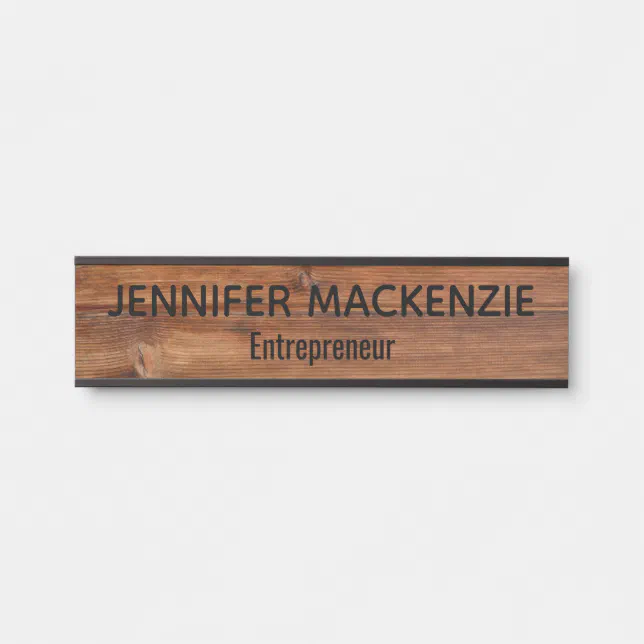 Elegant Name Plate Wood Grain Rustic Door Sign | Zazzle