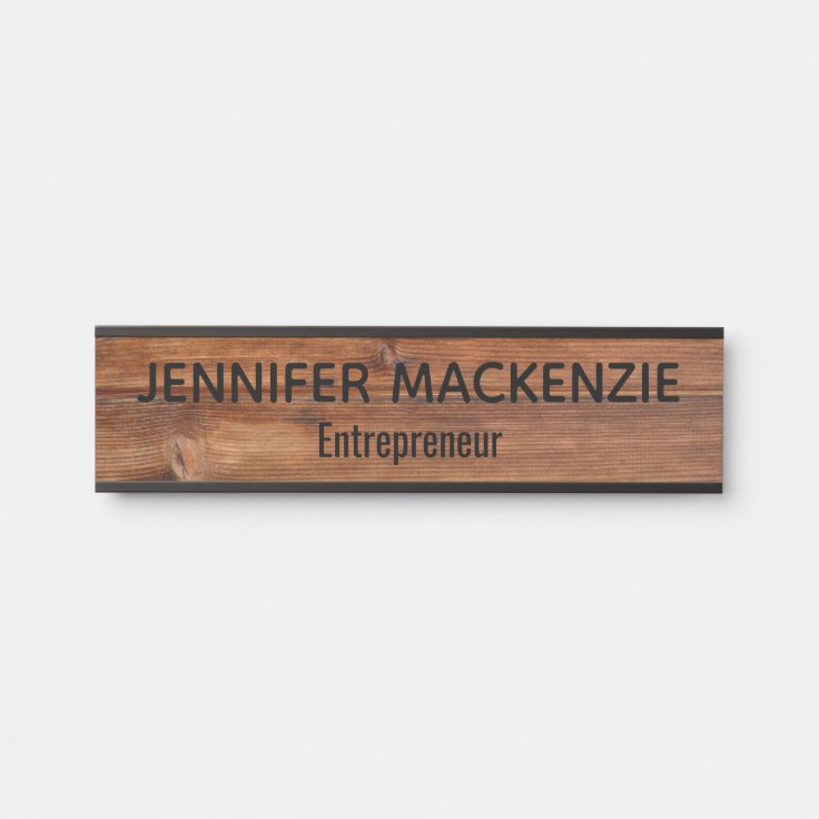 Elegant Name Plate Wood Grain Rustic Door Sign | Zazzle