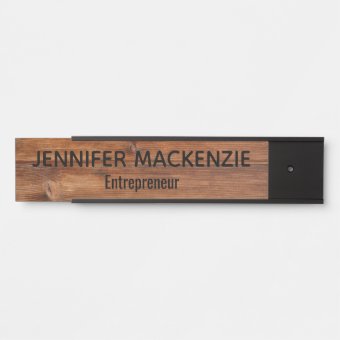 Elegant Name Plate Wood Grain Rustic Door Sign | Zazzle