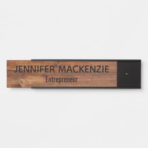 Elegant Name Plate Wood Grain Rustic Door Sign | Zazzle